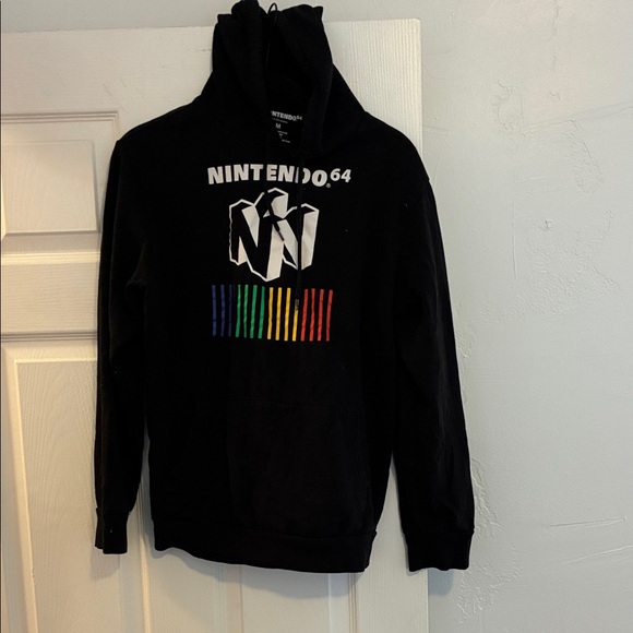 Nintendo | Sweaters | Nintendo Black Hoodie With Colorful Logo | Poshmark